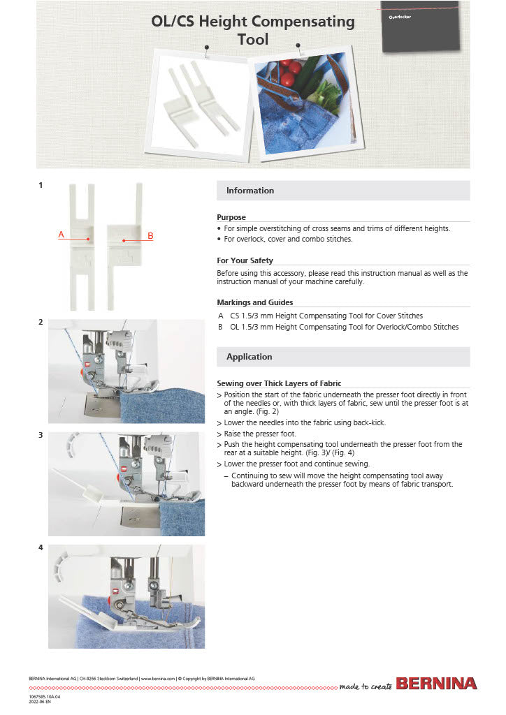 Bernina OL/CS Height Compensating Tool for L 8 series Sergers – A ...