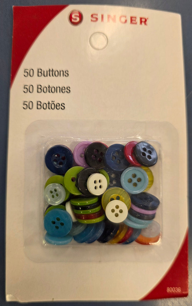 Singer 50 Buttons Assorted – A Sewing Sensation Calgary